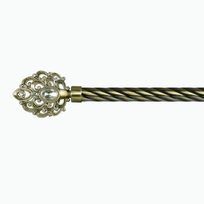 China 25MM Diameter Diamond Twisted Pipe Curtain Rods Accessories Anti Brass Color for sale