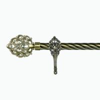 China 25MM Diameter Diamond Twisted Pipe Curtain Rods Accessories Anti Brass Color for sale