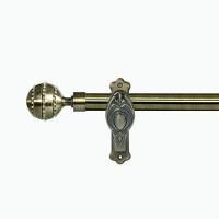 China Circle Diamond Curtain Rod Finials Anti Brass Metal Curtain Pole Set 19MM for sale