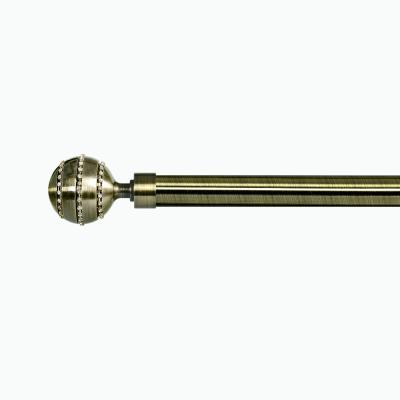 China Circle Diamond Curtain Rod Finials Anti Brass Metal Curtain Pole Set 19MM for sale