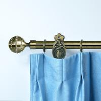 China Circle Diamond Curtain Rod Finials Anti Brass Metal Curtain Pole Set 19MM for sale