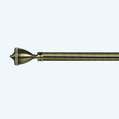 China Anti Brass Color Iron Curtain Poles With Crystal Adjustable Double Curtain Rods for sale