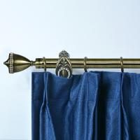 China Anti Brass Color Iron Curtain Poles With Crystal Adjustable Double Curtain Rods for sale
