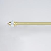 China Golden 28mm Sharp Cap Crystal Finial 3m Iron Curtain Pole With Aluminum Single Bracket for sale