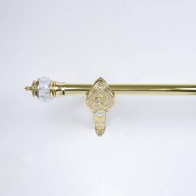 China Aluminum Golden 25mm Iron Curtain Rod Capped Glass Finial With Double Bracket for sale