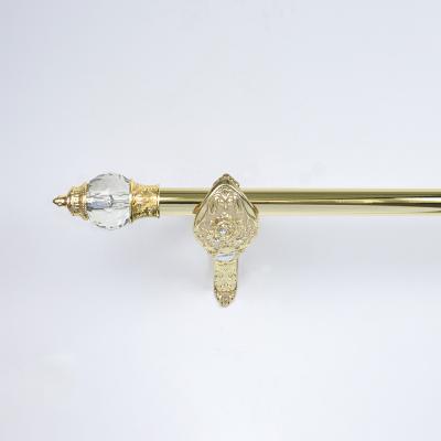 China Luxury Gold 2 Meter Pipe Curtain Rods With Accessories 28mm Capped Crystal Finial for sale