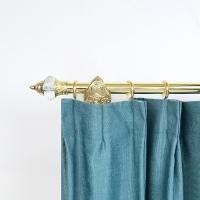 China Golden 28mm Sharp Cap Crystal Finial 3m Iron Curtain Pole With Aluminum Single Bracket for sale
