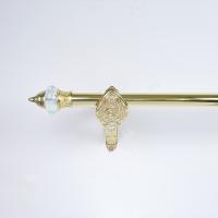 China Golden 28mm Sharp Cap Crystal Finial 3m Iron Curtain Pole With Aluminum Single Bracket for sale