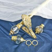 China Luxury Gold 2 Meter Pipe Curtain Rods With Accessories 28mm Capped Crystal Finial for sale