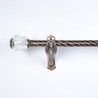 China 0.5mm Thickness Twisted Iron Curtain Rod Accessories Clear Crystal Decorative Head for sale