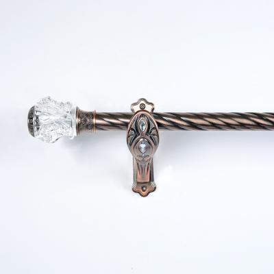 China 0.5mm Thickness Twisted Iron Curtain Rod Accessories Clear Crystal Decorative Head for sale