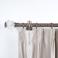 China 0.5mm Thickness Twisted Iron Curtain Rod Accessories Clear Crystal Decorative Head for sale