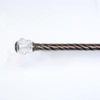 China 0.5mm Thickness Twisted Iron Curtain Rod Accessories Clear Crystal Decorative Head for sale