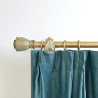China Single Bracket Pipe Curtain Rods With 6M Gold White Resin Curtain Finials for sale