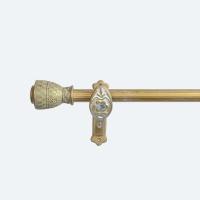 China Single Bracket Pipe Curtain Rods With 6M Gold White Resin Curtain Finials for sale