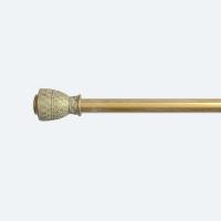 China Single Bracket Pipe Curtain Rods With 6M Gold White Resin Curtain Finials for sale