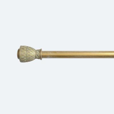 China Single Bracket Pipe Curtain Rods With 6M Gold White Resin Curtain Finials for sale
