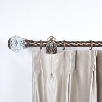 China Iron Curtain Twist Rods Sets With Crystal Caps Curtain Finials And Brackets for sale