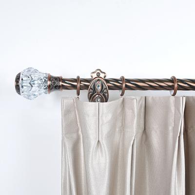 China Iron Curtain Twist Rods Sets With Crystal Caps Curtain Finials And Brackets for sale