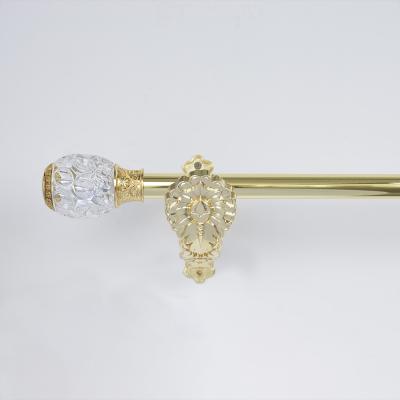 China 2M Pipe Curtain Pole Golden Aluminum Finials With Metal Single Brackets for sale