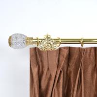 China 2M Pipe Curtain Pole Golden Aluminum Finials With Metal Single Brackets for sale