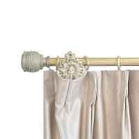 China 0.6MM Thick Grooved Pipe Curtain Rods With Aluminum Carved Holder Resin Curtain Head for sale
