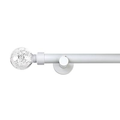 China Customized  Size  Iron Curtain Rod With White Color And Ball Shape Finials For Hotel for sale