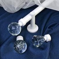 China 19MM White Color Metal Curtain Rod With Three Dimensional Crystal Ball Finials For Window Decor for sale