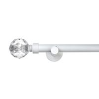 China 19MM White Color Metal Curtain Rod With Three Dimensional Crystal Ball Finials For Window Decor for sale