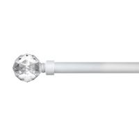 China 19MM White Color Metal Curtain Rod With Three Dimensional Crystal Ball Finials For Window Decor for sale