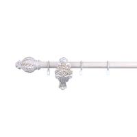 China 28MM Grooved Pipe White Gold Color With With Stereo Resin Finials For Home And Hotel Decor for sale
