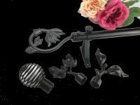 China Matte Black Stainless Steel Leaf Pipe Curtain Rods for sale