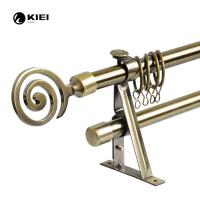 China Classic Double Pipe Curtain Rods Antique Brass Color For Home Decoration for sale