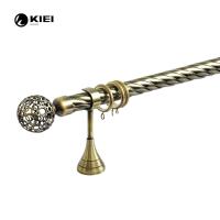 China Living Room 28mm Twist Curtain Pole With Metal Ball Design Finials for sale