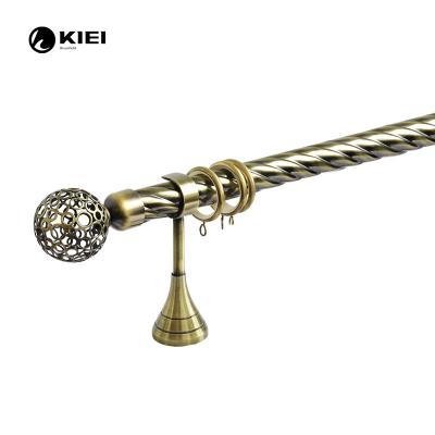 China Living Room 28mm Twist Curtain Pole With Metal Ball Design Finials for sale