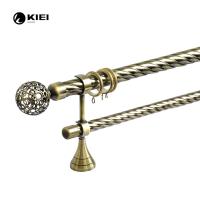 China Living Room 28mm Twist Curtain Pole With Metal Ball Design Finials for sale