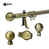 China 28MM Antique Brass Curtain Pole Complete With Eyelet And Metal Ball Finials for sale