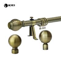 China 28MM Antique Brass Curtain Pole Complete With Eyelet And Metal Ball Finials for sale