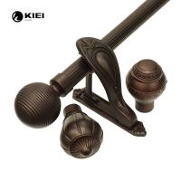 China 0.6MM Brown Color Metal Curtain Rods Ball Shape Curtain Heads for sale