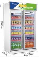 China 1000L Commercial Beer Coolers , Stainless Steel Upright Double Door Display Freezer for sale