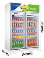 China 1000L Commercial Beer Coolers , Stainless Steel Upright Double Door Display Freezer for sale