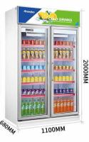 China 1000L Commercial Beer Coolers , Stainless Steel Upright Double Door Display Freezer for sale