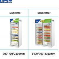 China Practical White Double Door Beverage Cooler , 1200L Commercial Bottle Cooler Upright for sale