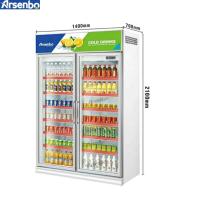 China Practical White Double Door Beverage Cooler , 1200L Commercial Bottle Cooler Upright for sale