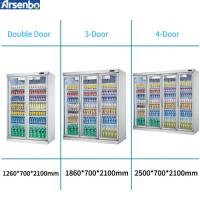 China 4 Door Upright Commercial Beverage Refrigerator 2000L For Drinks for sale