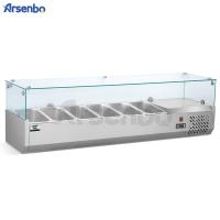 China No Fluorine Practical Pizza Prep Station , Silver Countertop Sandwich Display Fridge for sale