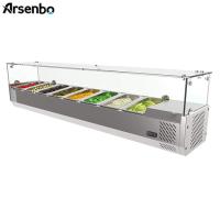 China No Fluorine Practical Pizza Prep Station , Silver Countertop Sandwich Display Fridge for sale