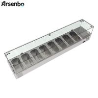 China No Fluorine Practical Pizza Prep Station , Silver Countertop Sandwich Display Fridge for sale