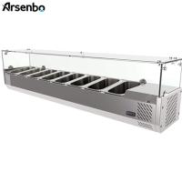 China No Fluorine Practical Pizza Prep Station , Silver Countertop Sandwich Display Fridge for sale