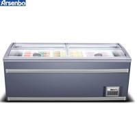 China Soundless 500L Glass Top Island Freezer , Sliding Chest Freezer Supermarket for sale